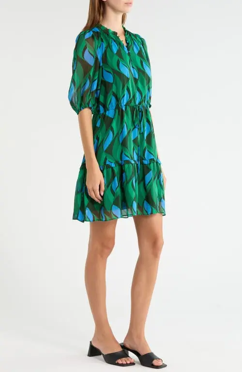 SUGARLIPS Abstract Print Tiered Mini Dress