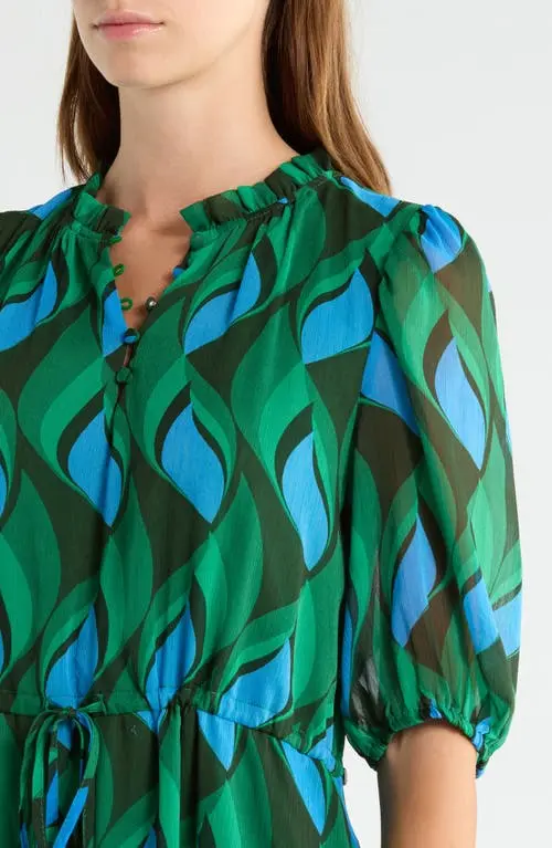 SUGARLIPS Abstract Print Tiered Mini Dress