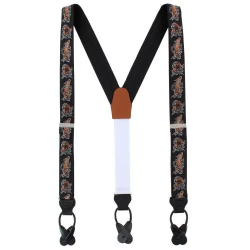 Trafalgar Bengali Crouching Tiger Silk Novelty Button End Suspenders