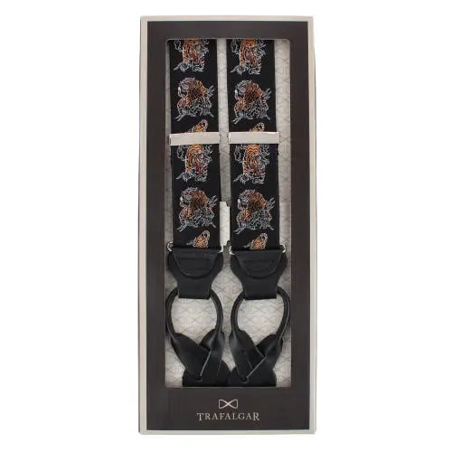 Trafalgar Bengali Crouching Tiger Silk Novelty Button End Suspenders