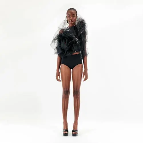UCHÈ Uche Dream Tank Top With Draped Tulle And Embellishments