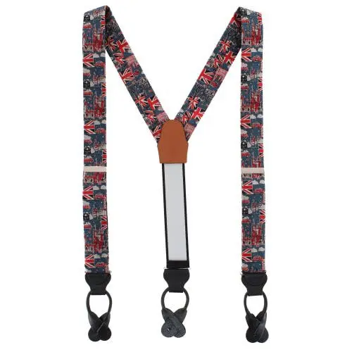 Trafalgar Kensinton Classic Silk Novelty Button End Suspenders