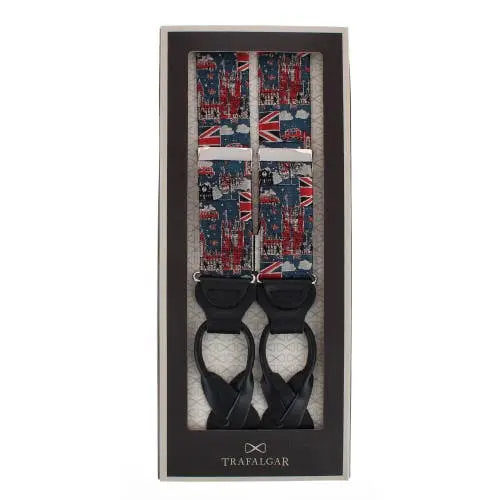 Trafalgar Kensinton Classic Silk Novelty Button End Suspenders