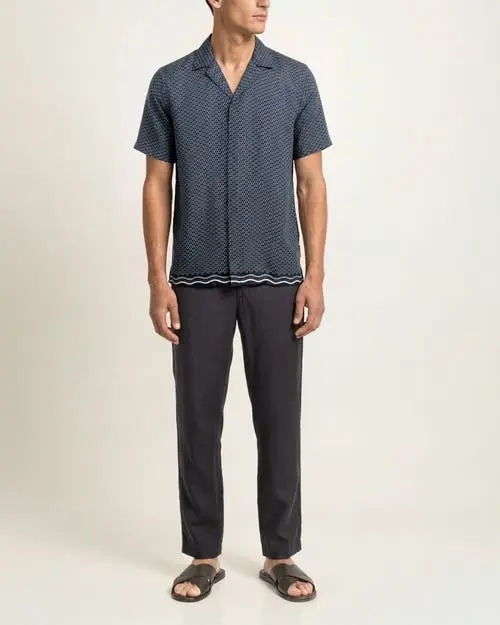 Orlebar Brown Maitan Silk Printed Silk Shirt - Night Iris