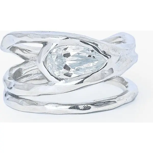 RIZEN JEWELRY Solace Tear Statement Ring - Sterling Silver