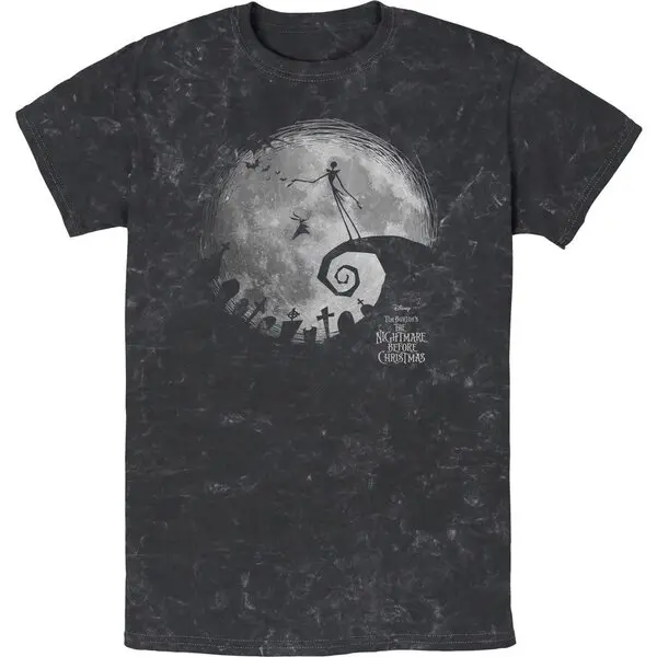 THE NIGHTMARE BEFORE CHRISTMAS And White Moon Scene T Shirt - Black