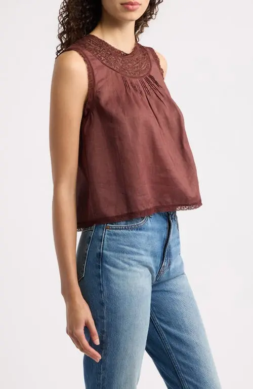 DÔEN Sleeveless Ramie Top With Lace Trim - Dahlia