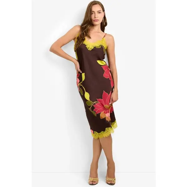 Trina Turk Caramia Print Satin Georgette Midi Dress - Sera