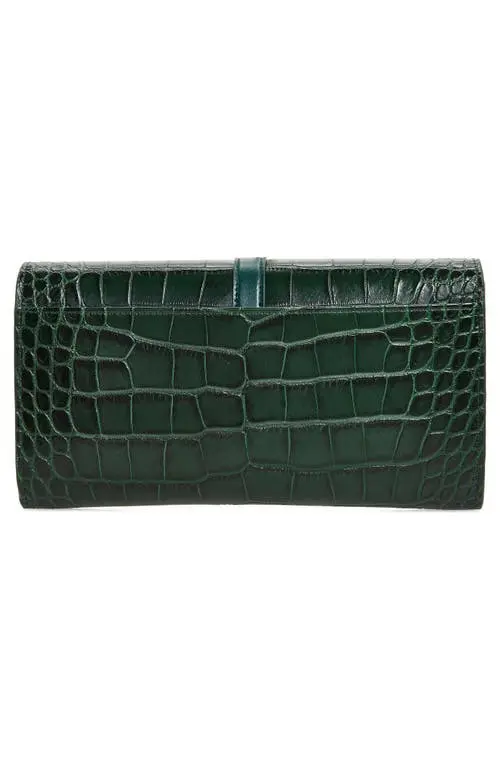 Stella McCartney Ryder Croc Embossed Faux Leather Wallet - Forest Green