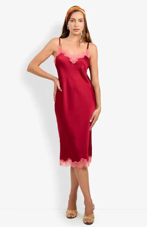 Trina Turk Caramia Lace Trim Slip Dress - Barolo