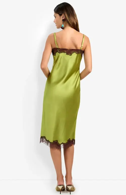 Trina Turk Caramia Lace Trim Slip Dress - Dark Fennel