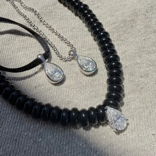 LENI JAMES The Raina 3 Carat Moissanite Pear Choker