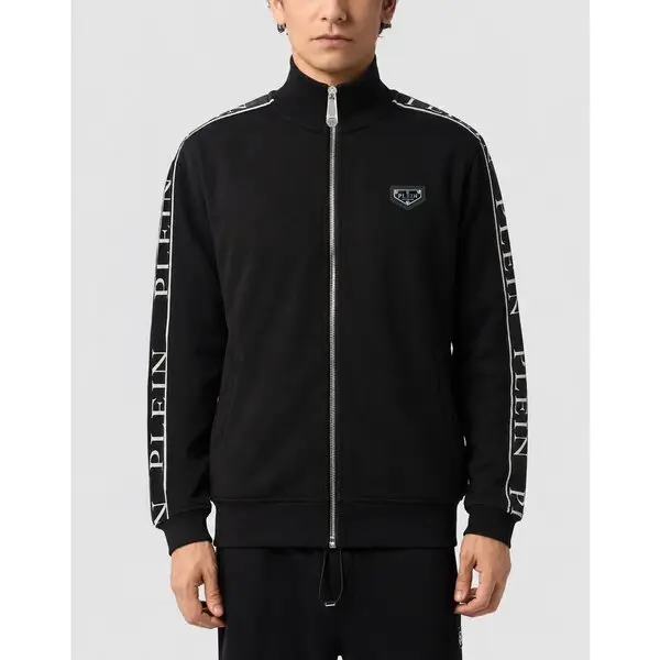Philipp Plein Zip-up Track Jacket With Logo Taping - Black