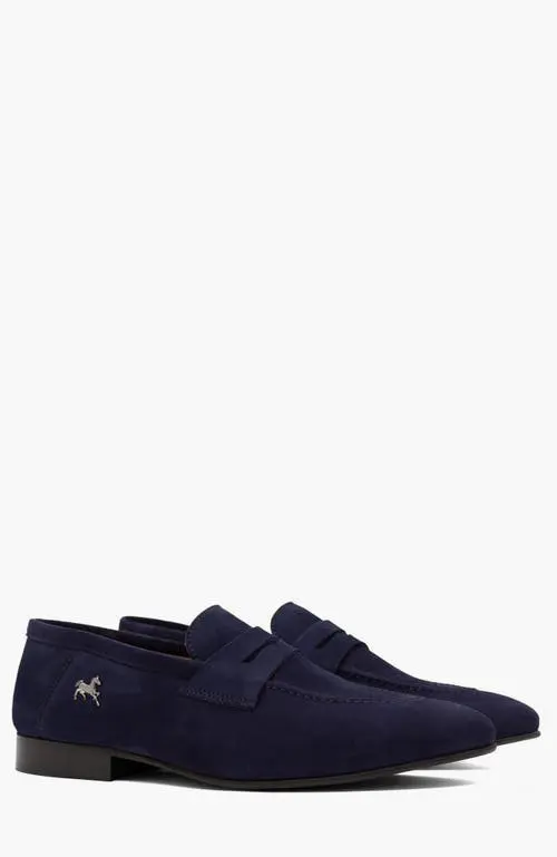 CAVALINHO Gentleman Pointed Toe Suede Loafers - Navy
