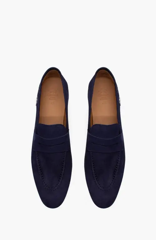 CAVALINHO Gentleman Pointed Toe Suede Loafers - Navy