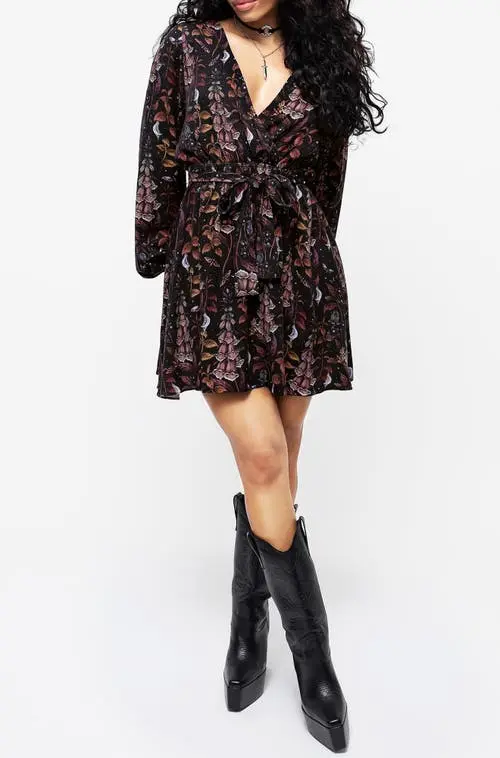DISTURBIA Foxglove Mini Wrap Dress - Black