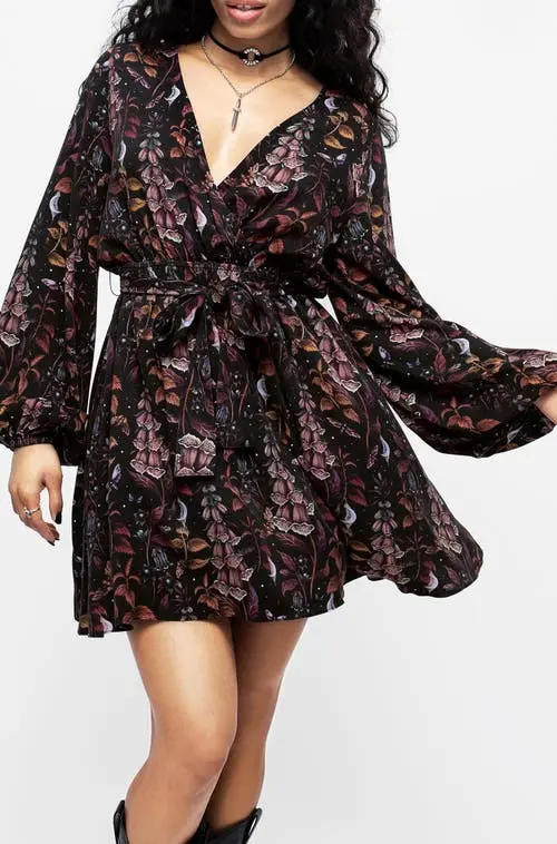 DISTURBIA Foxglove Mini Wrap Dress
