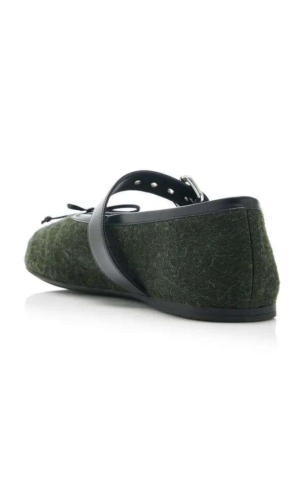 Miu Miu Buckled Flannel Ballerina Flats
