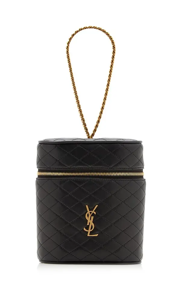 Saint Laurent Gaby Vertical Leather Vanity Bag - Black