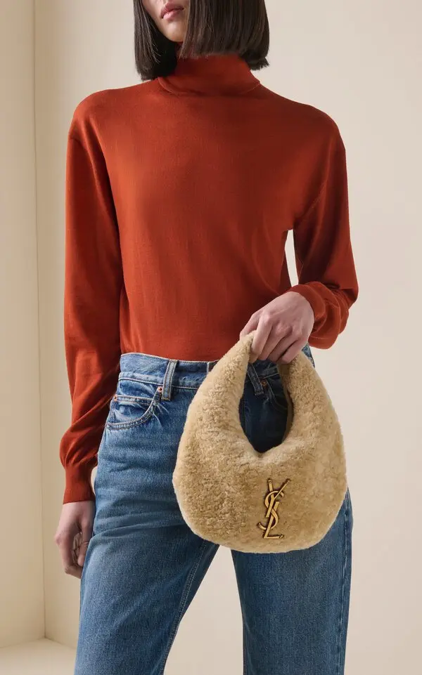 Saint Laurent Icarino Shearling Hobo Bag