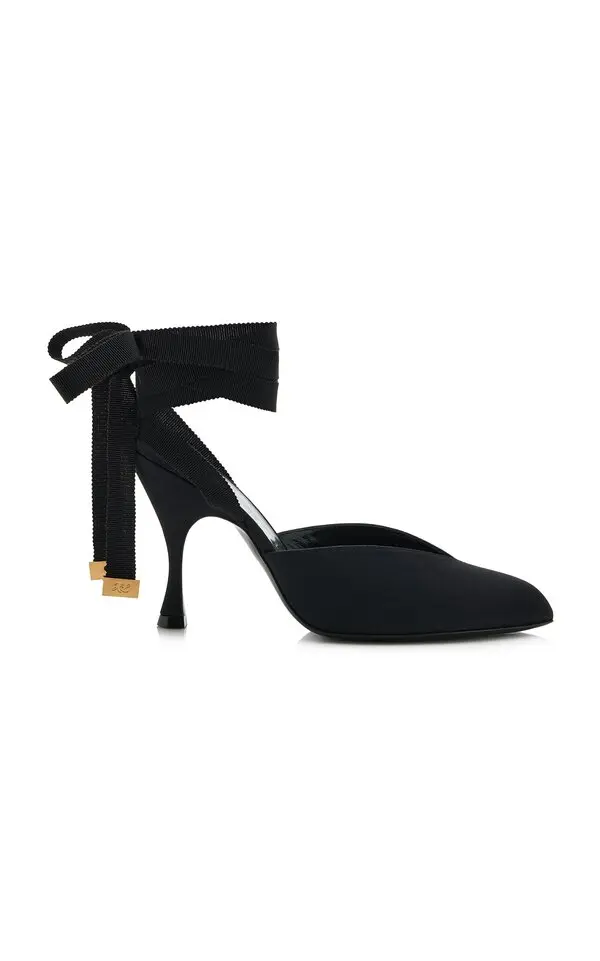HERBERT LEVINE Sitting Pretty Silk-faille Lace-up Mules - Black
