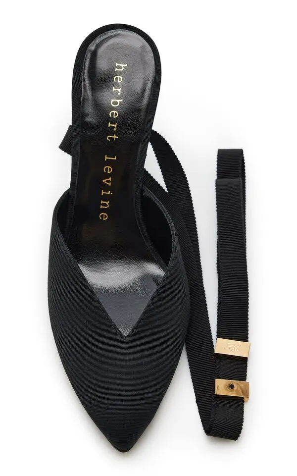 HERBERT LEVINE Sitting Pretty Silk-faille Lace-up Mules