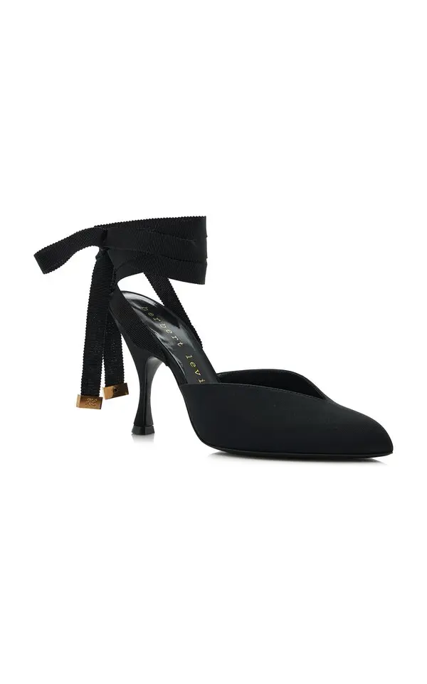 HERBERT LEVINE Sitting Pretty Silk-faille Lace-up Mules