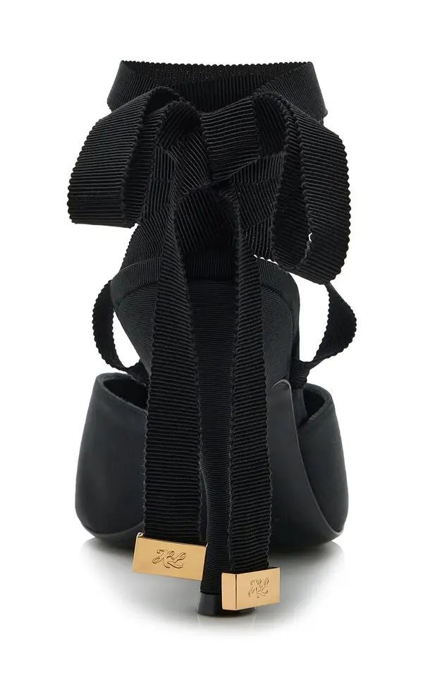 HERBERT LEVINE Sitting Pretty Silk-faille Lace-up Mules