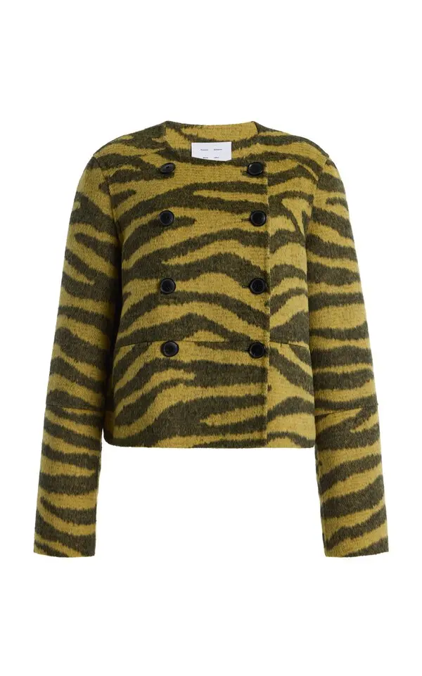 Proenza Schouler White Label Zebra Jacquard Wool-cashmere Blend Jacket - Yellow