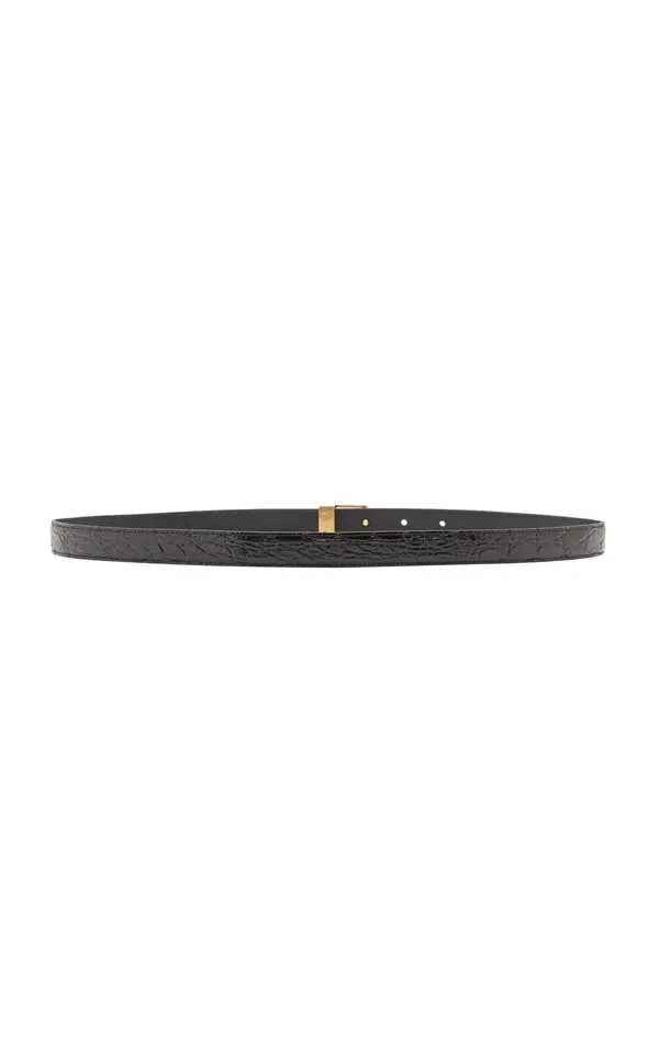 Saint Laurent Thin Buckle Embossed Leather Belt