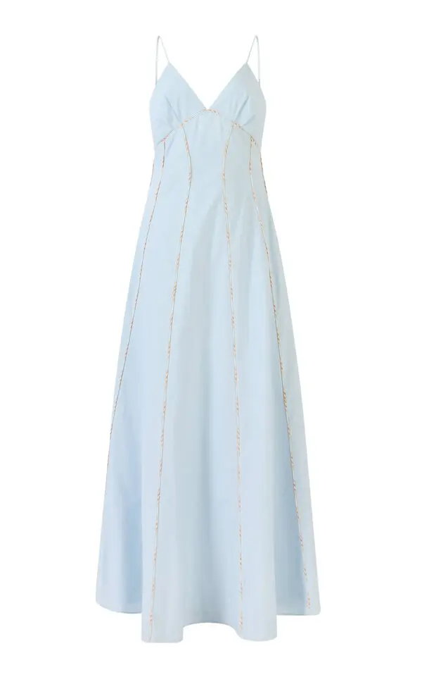 Rosie Assoulin Cami Cotton Poplin Maxi Dress - Blue