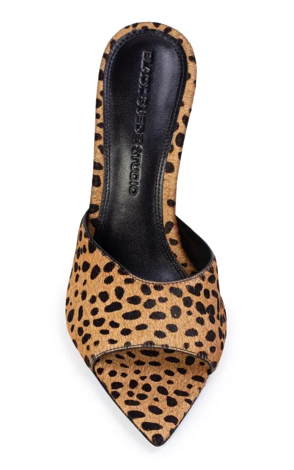 BLACK SUEDE STUDIO Bella Cheetah Pony Hair Mules