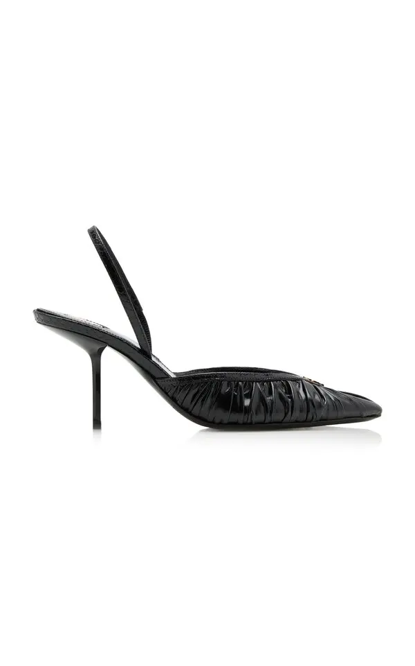 Saint Laurent Folie Slingback Satin Pumps - Black