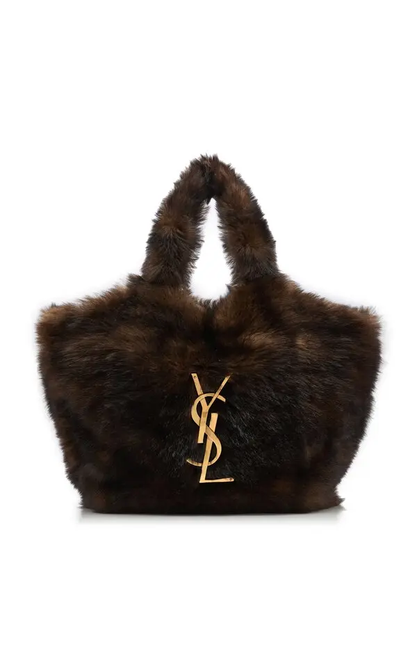 Saint Laurent Icare Maxi Shearling Shopping Tote - Brown