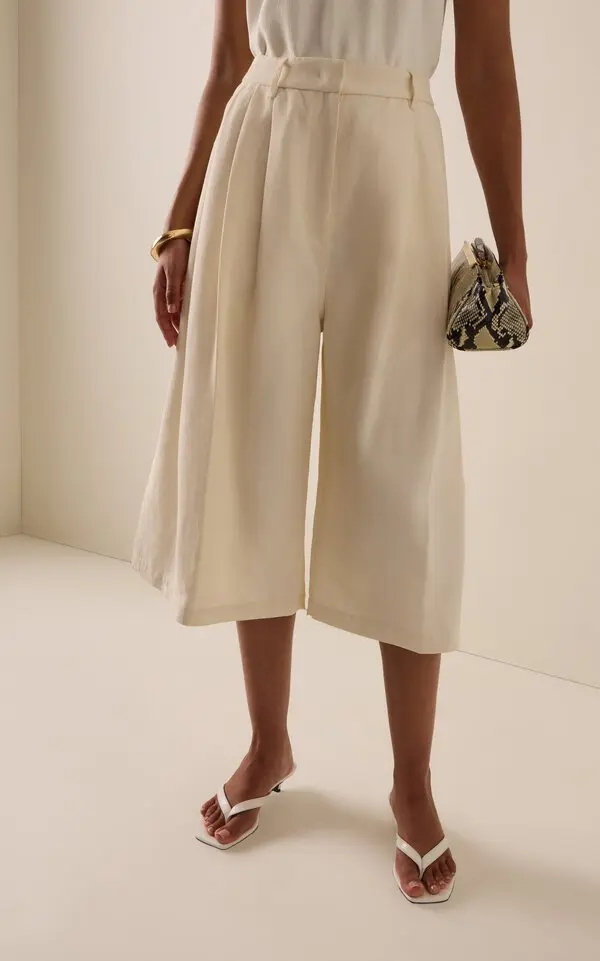 Co Pleated Linen Culottes