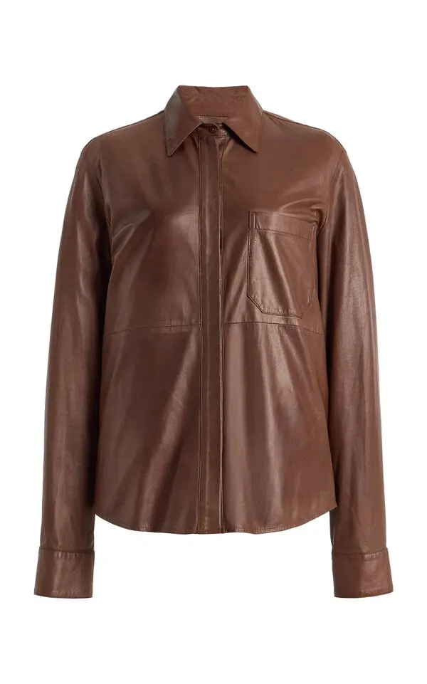 TWP Cowboy Update Leather Shirt - Brown