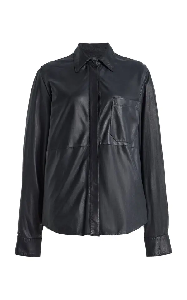 TWP Leather Shirt - Navy