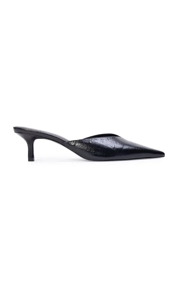 BLACK SUEDE STUDIO Analisa Eel-printed Leather Mules - Black