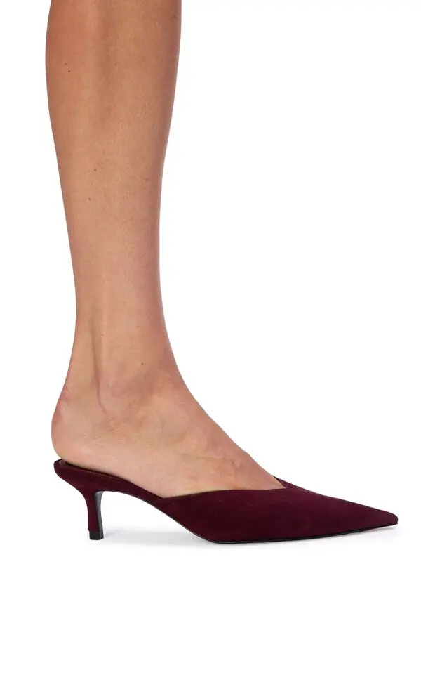 BLACK SUEDE STUDIO Analisa Eel-printed Leather Mules - Burgundy