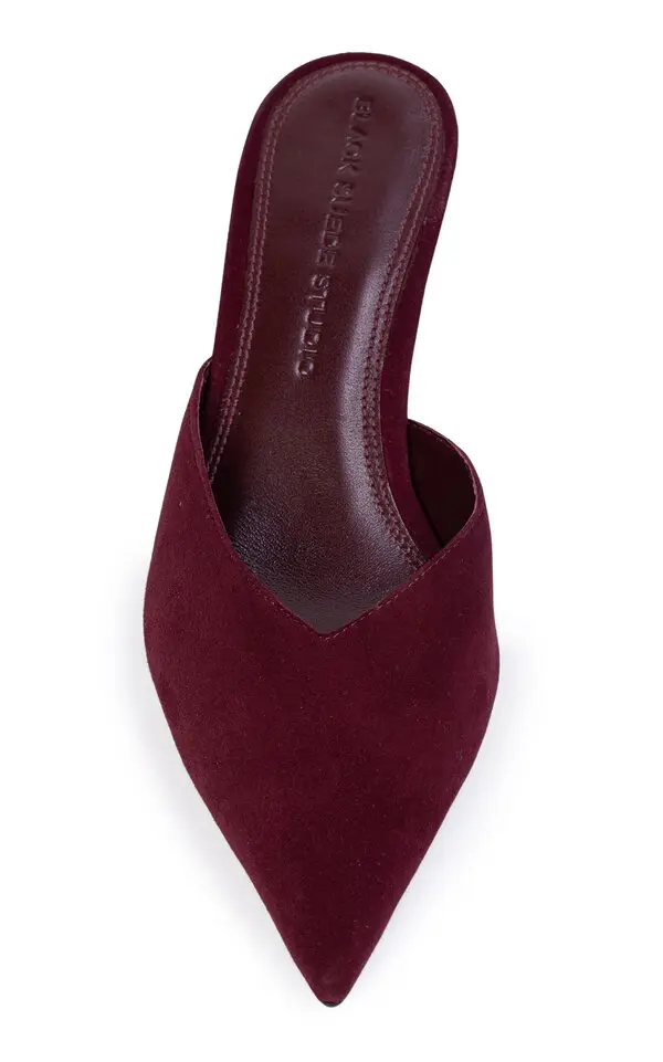 BLACK SUEDE STUDIO Analisa Eel-printed Leather Mules - Burgundy