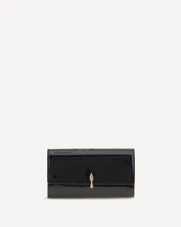 CHRISTIAN LOUBOUTIN Bettina Patent Leather Chain Wallet - Black