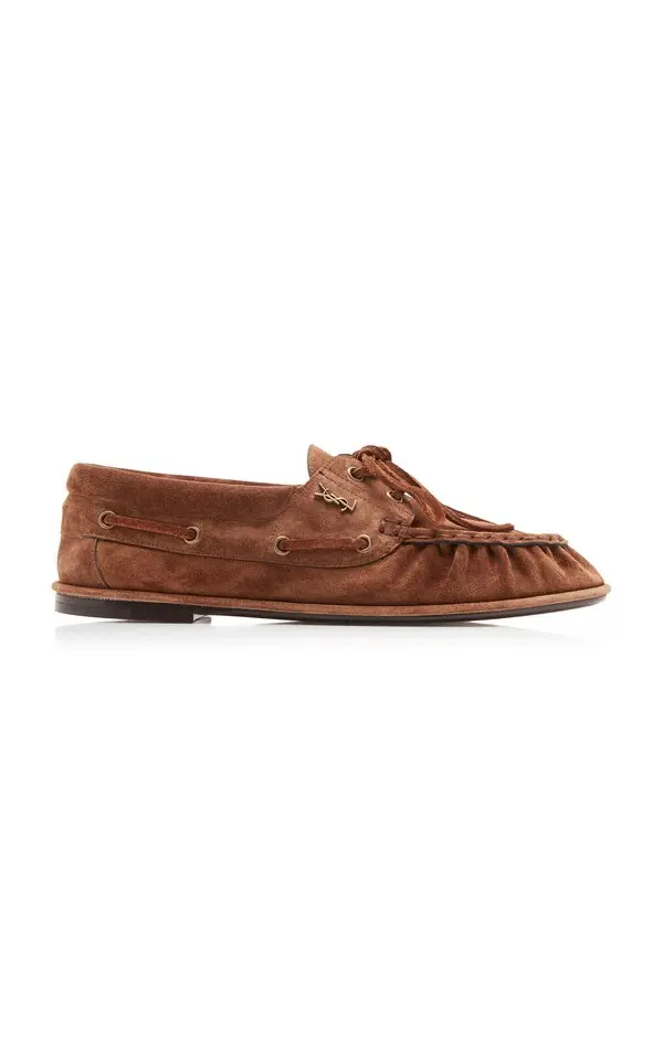 Saint Laurent Velvet Le Loafers - Brown