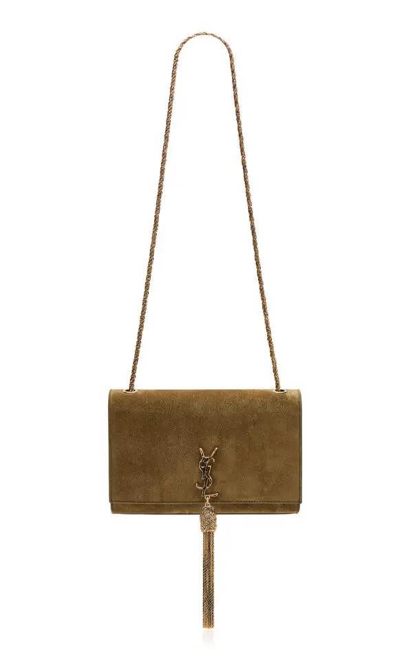 Saint Laurent Small Kate Tassel Suede Bag - Green