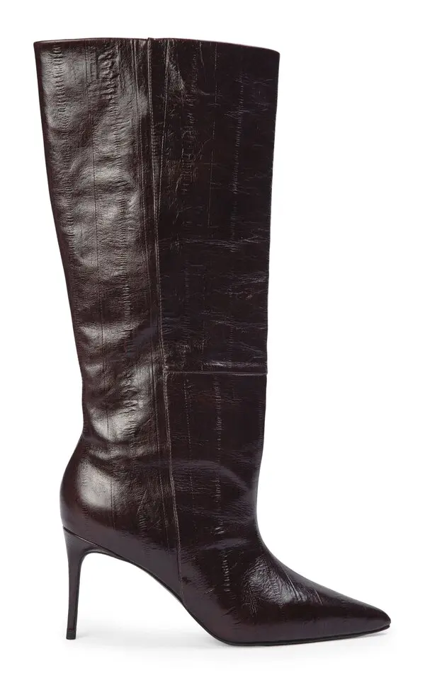 BLACK SUEDE STUDIO Kath Knee High Pointed Toe Stiletto Heel Boots - Brown