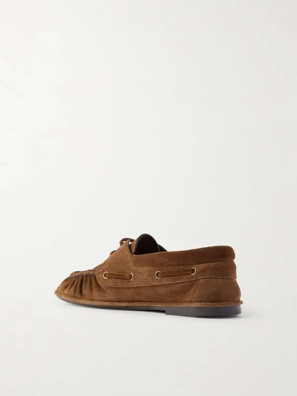 Saint Laurent Le Loafer Bateau Cassandre-embellished Suede Loafers