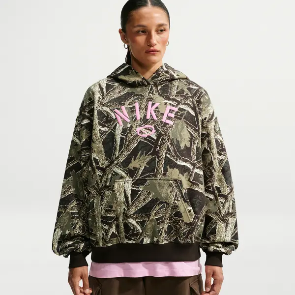 Nike Studio Fleece Medium Weight Oversized Pullover Hoodie - Green
