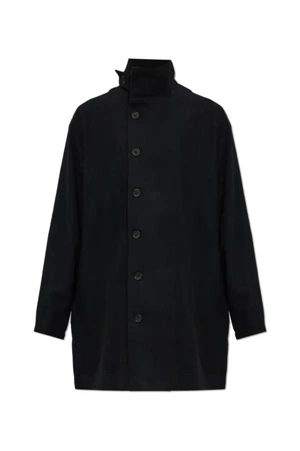 Yohji Yamamoto Wool-blend Stand Collar Coat - Black