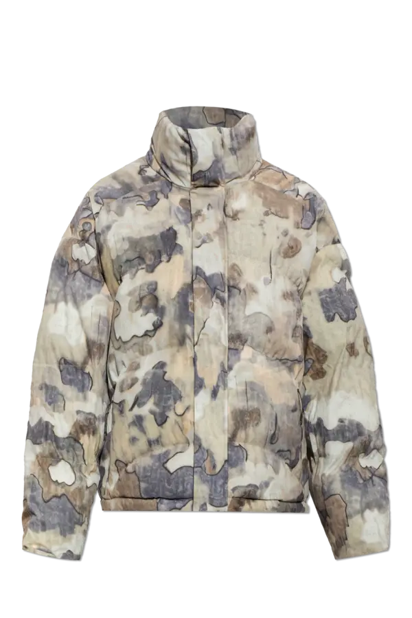 REPRESENT Down Jacket With Abstract Camouflage Pattern - Beige