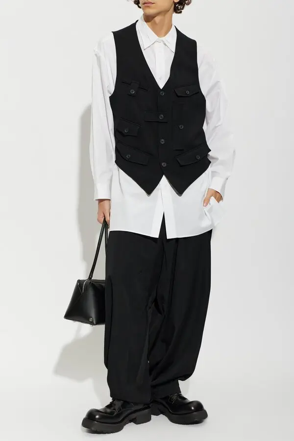 Yohji Yamamoto Wool Vest With Asymmetrical Flaps