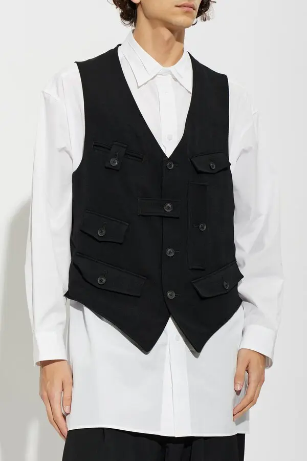 Yohji Yamamoto Wool Vest With Asymmetrical Flaps